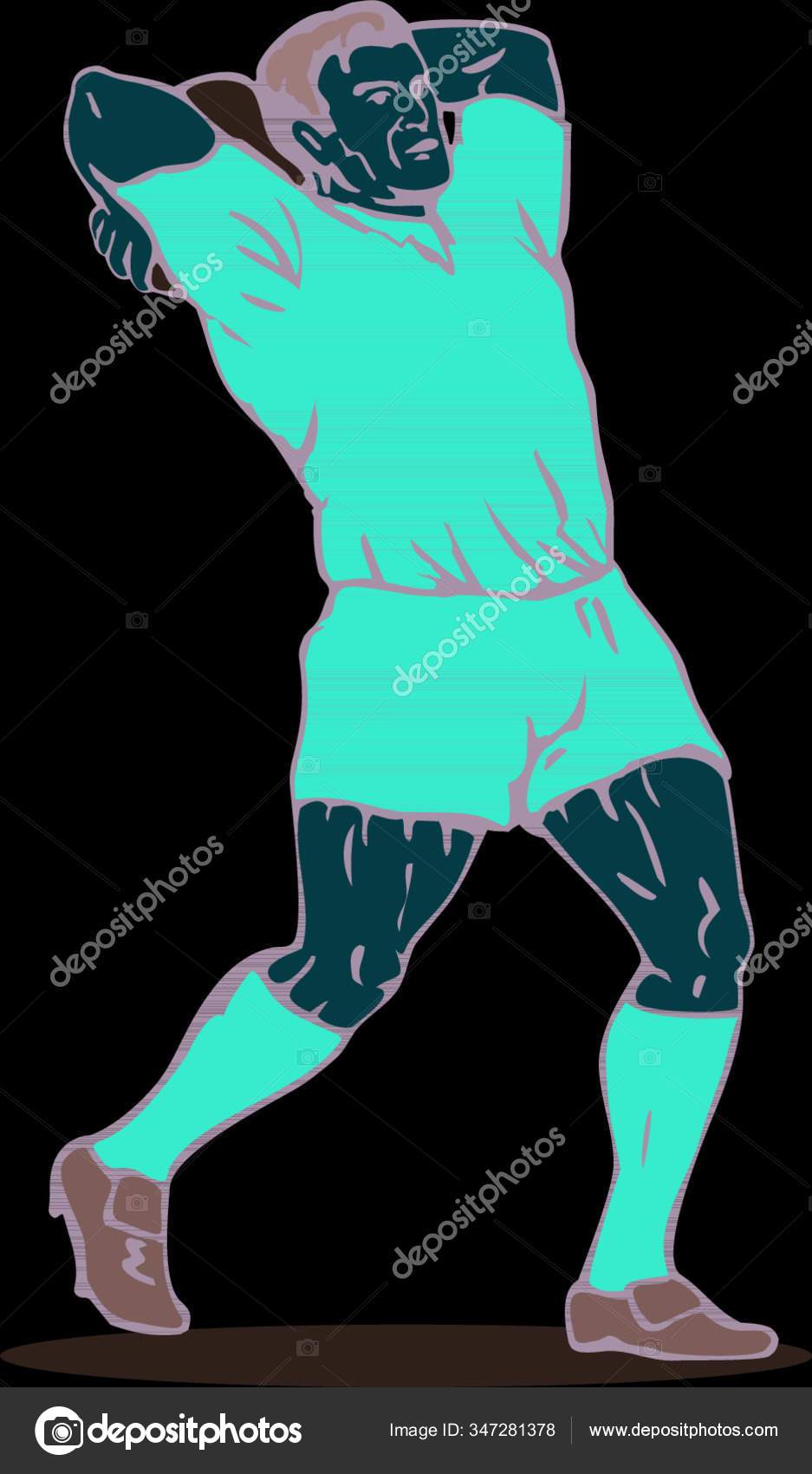 Illustration Rugby Player Throwing Lineout Ball Done Retro Style Stock ...