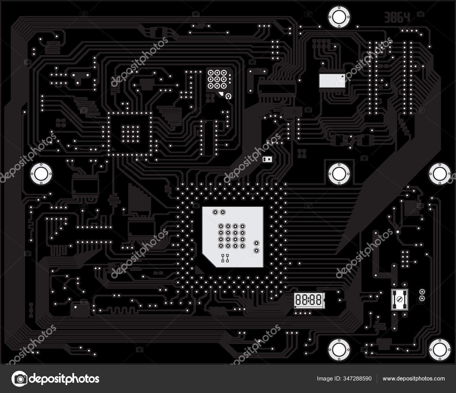 Tech Black White Industrial Electronic Vector Background Stock Vector ...