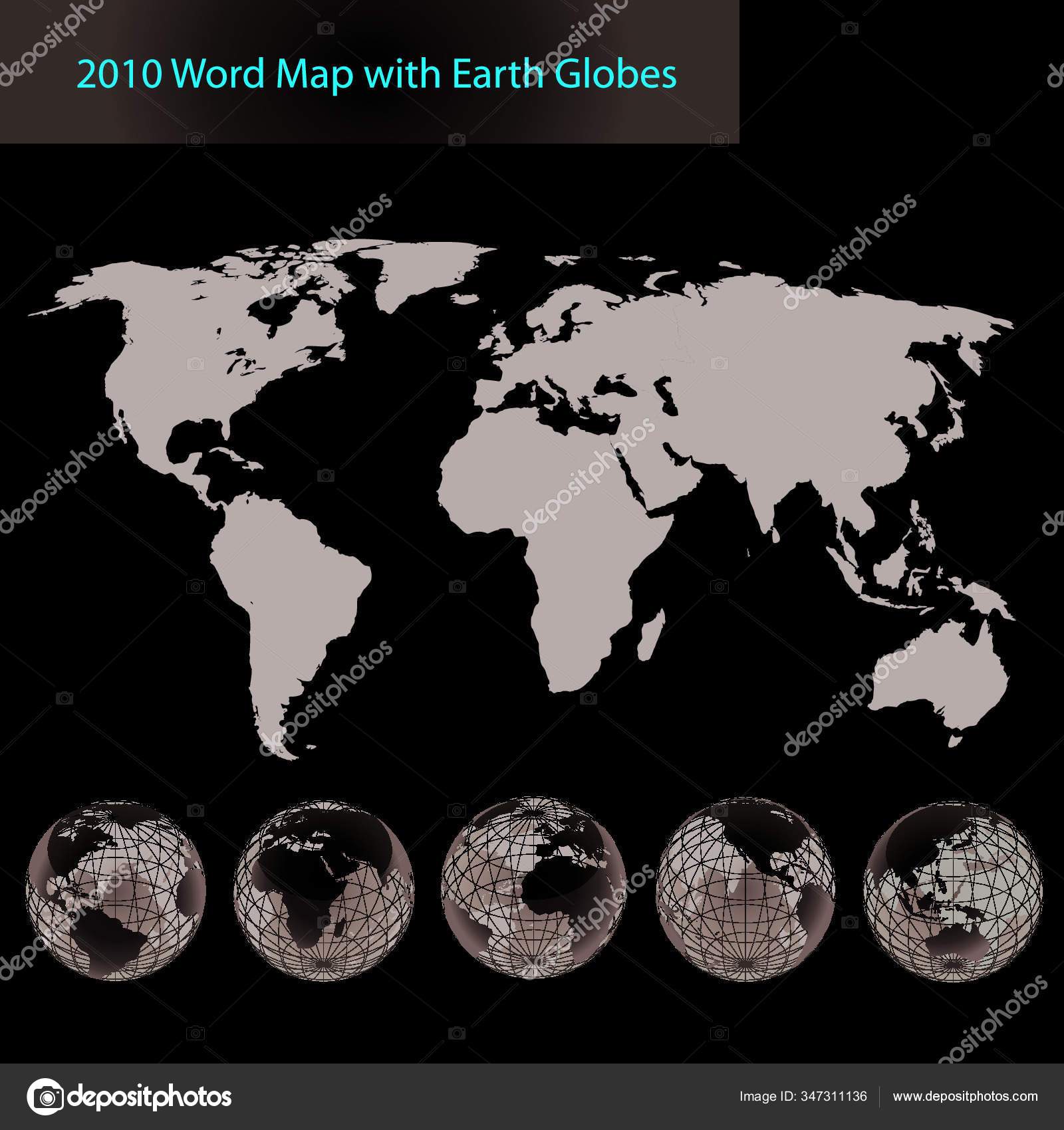 Editable World Map Earth Globes Stock Vector by ©YAYImages 347311136