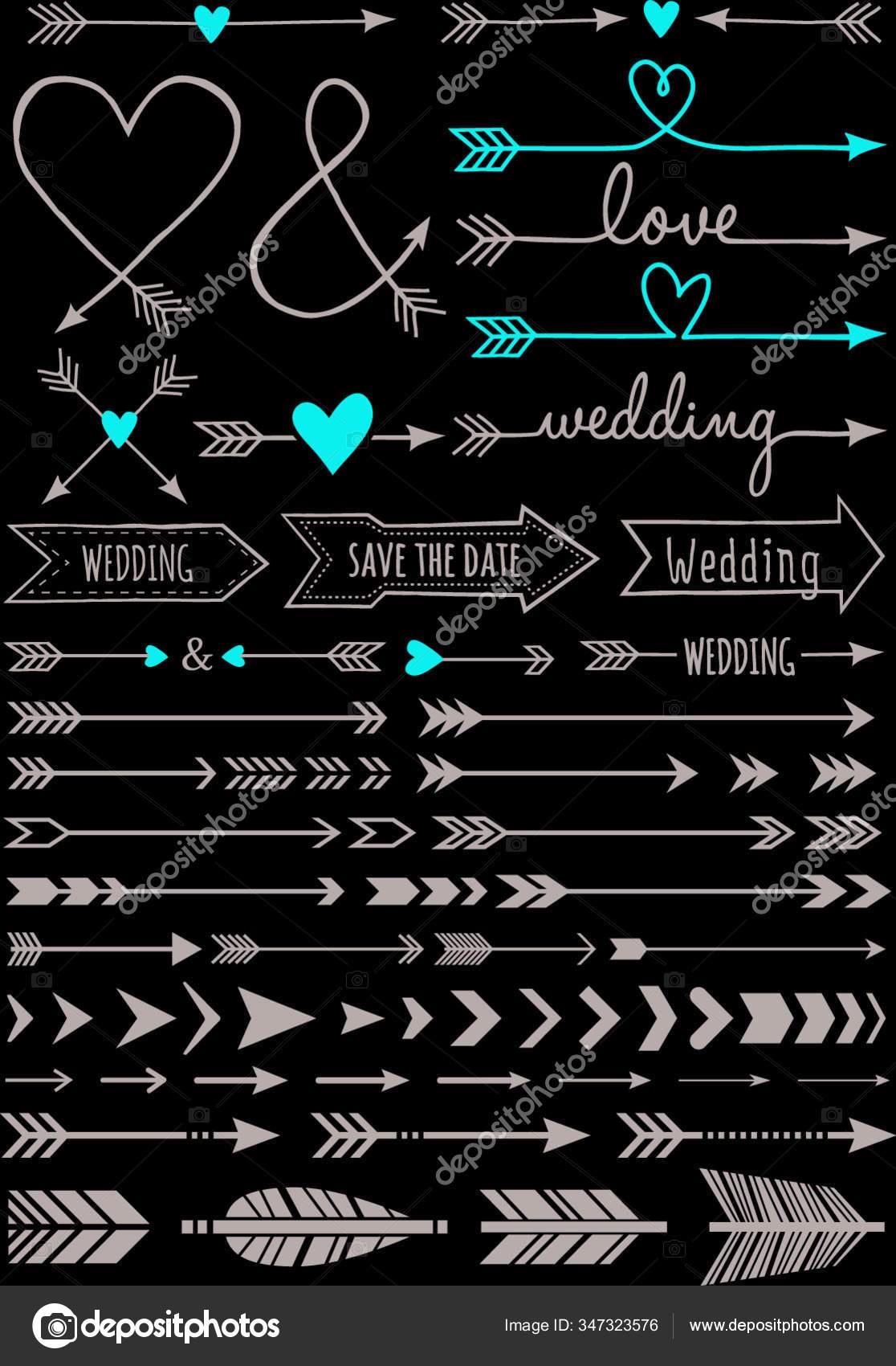 Hand Drawn Wedding Arrows Set Vector Design Elements Stock Vector Image ...