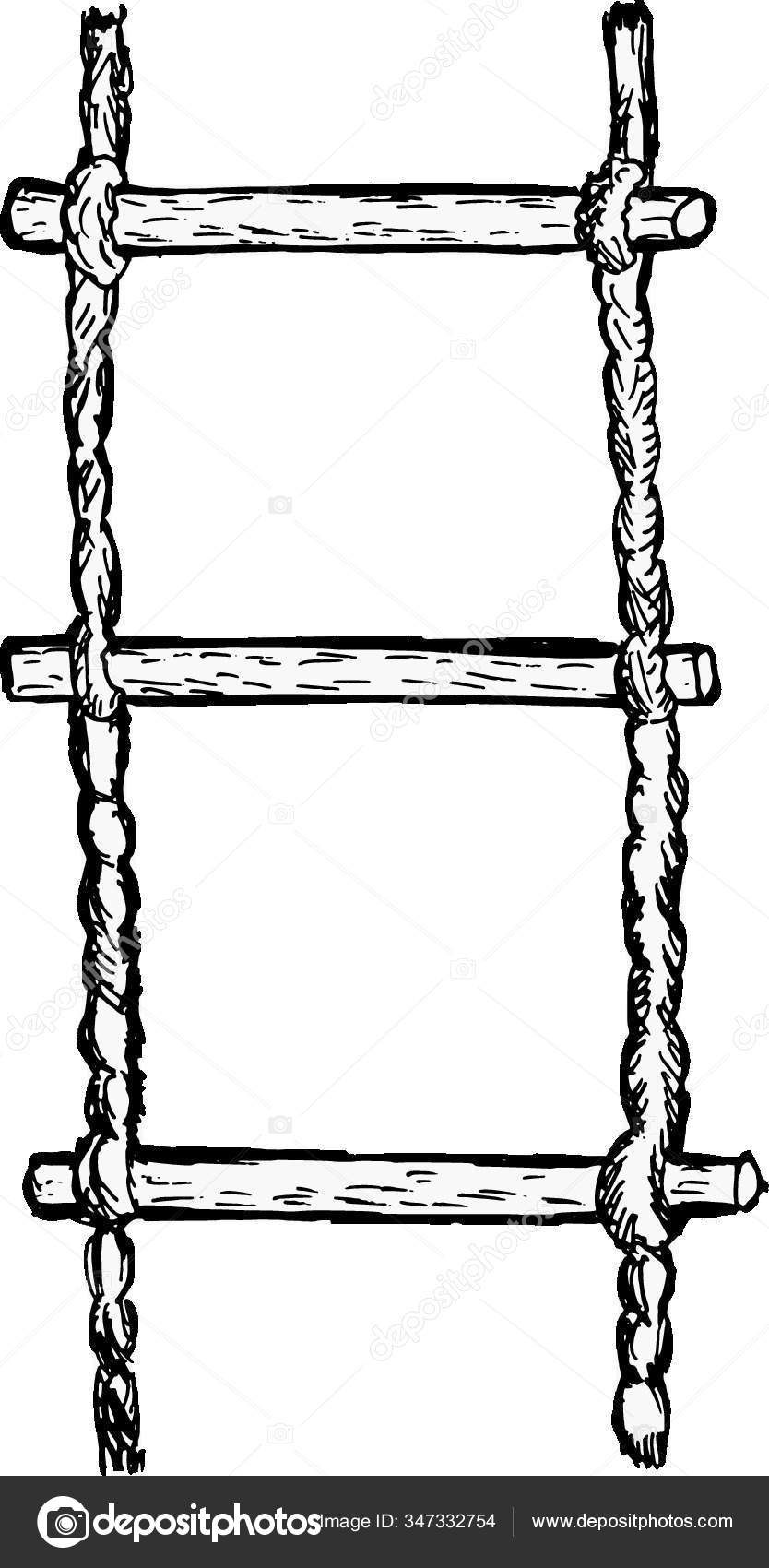 Hand Drawn Vector Sketch Illustration Rope Ladder Stock Vector by ...