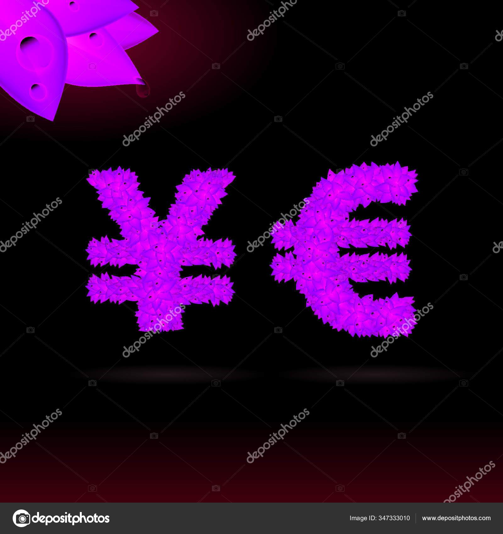 Sans Serif Font Green Leaf Decoration White Background Yen Euro Stock ...