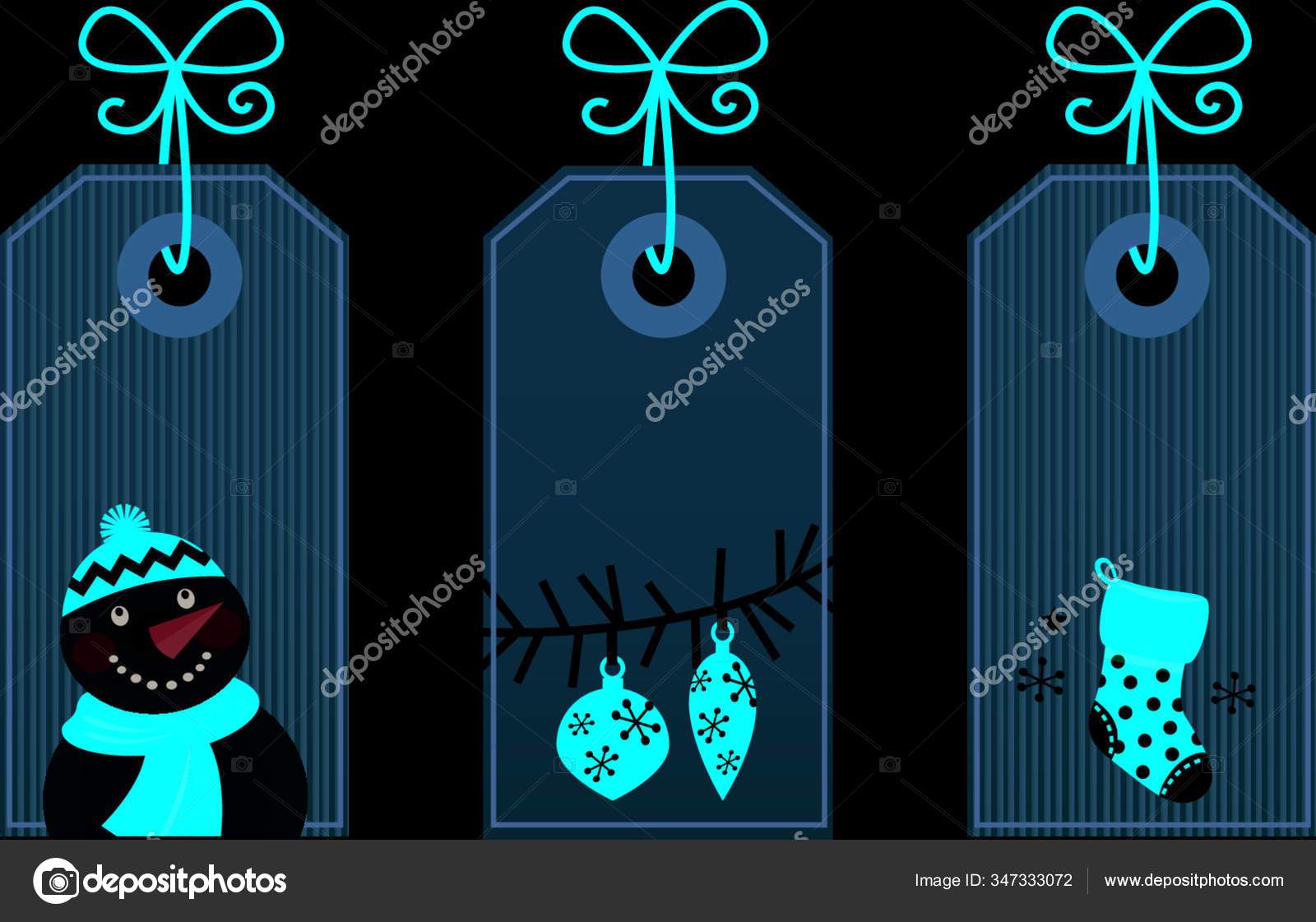 Cute Retro Christmas Blank Labels Vector Illustration Stock ...