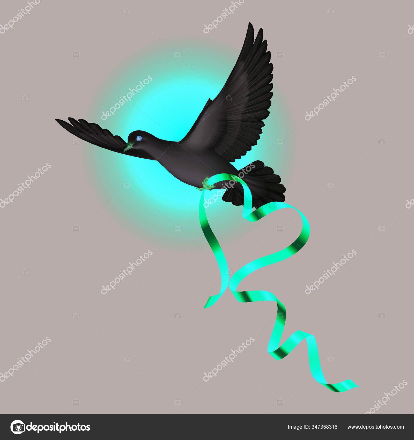 White Dove Red Ribbon Dark Background Stock Vector Image by ©YAYImages ...