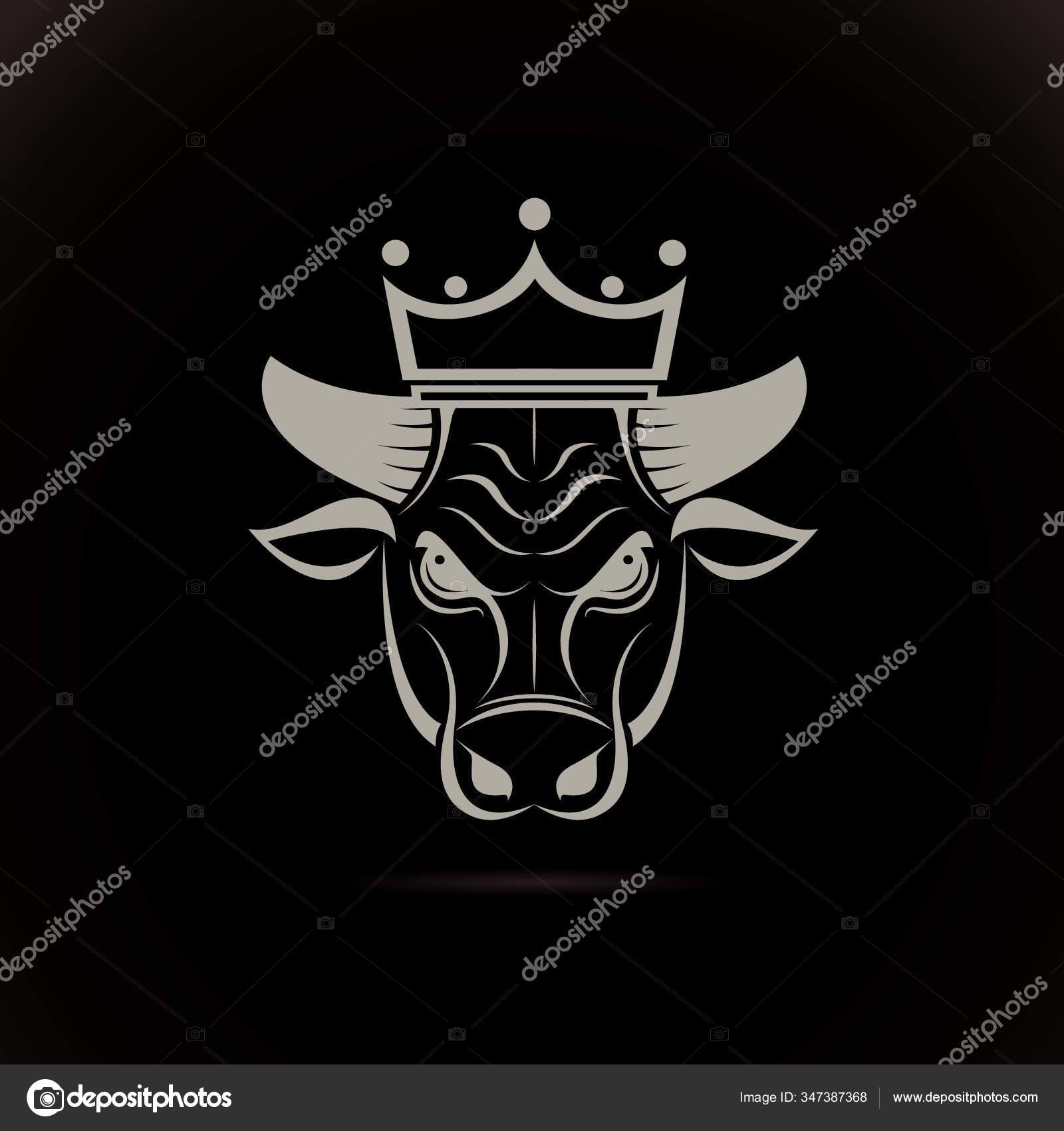 Vector Image Bull Head Wearing Crown White Background Stock Vector by ...