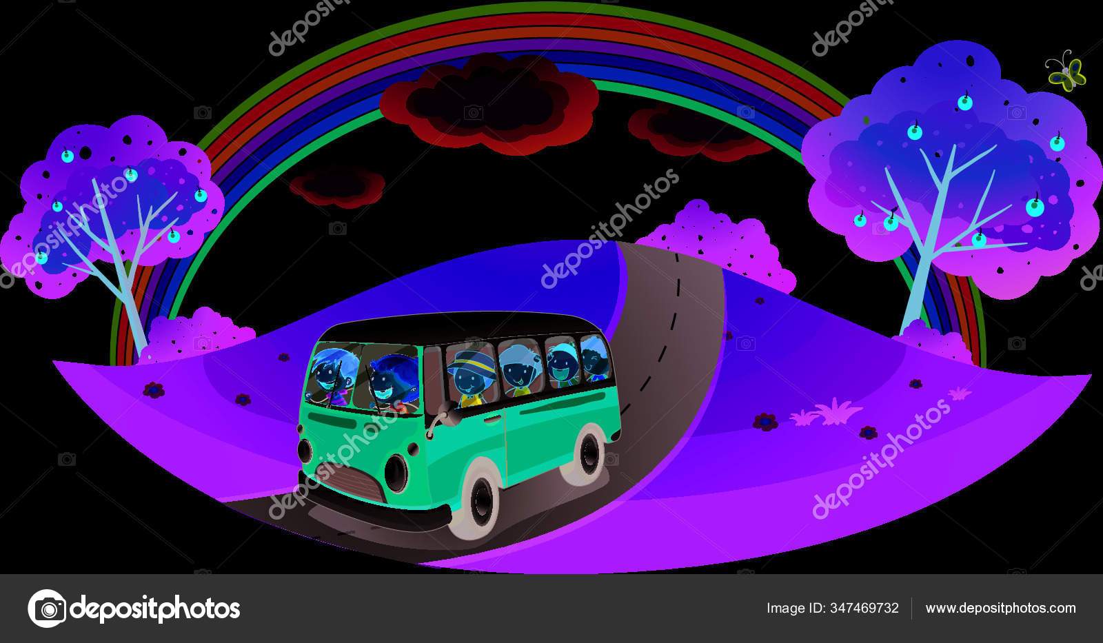 Illustration Pink Bus Passengers White Background Stock Vector Image by ...