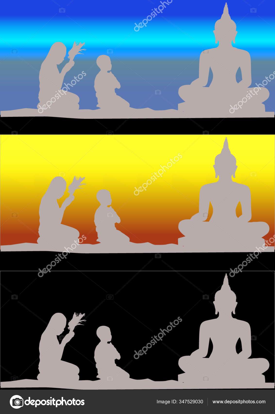 Thai People Believe Pay Homage Buddha Image Illustration Vector Eps8 ...