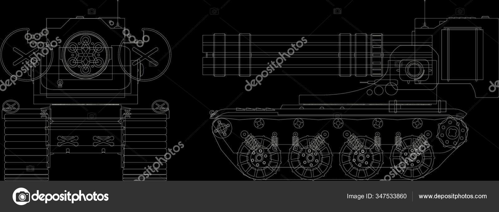 Drawing Self Propelled Heavy Machine Gun Vector Illustration Eps8 Stock ...