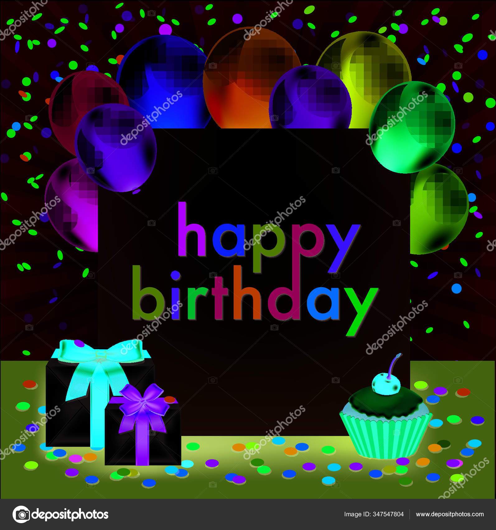 Color Birthday Card Gradient Mesh Vector Illustration Stock Vector by ...