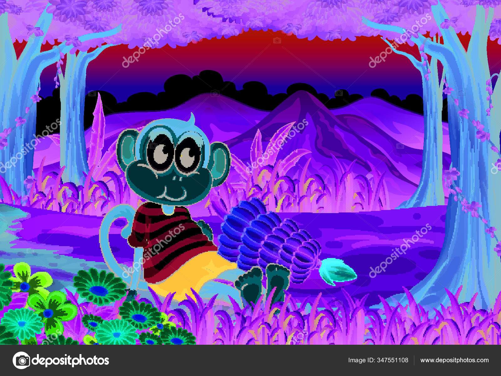 Illustration Monkey Full Stomach Resting Middle Forest Stock Vector ...