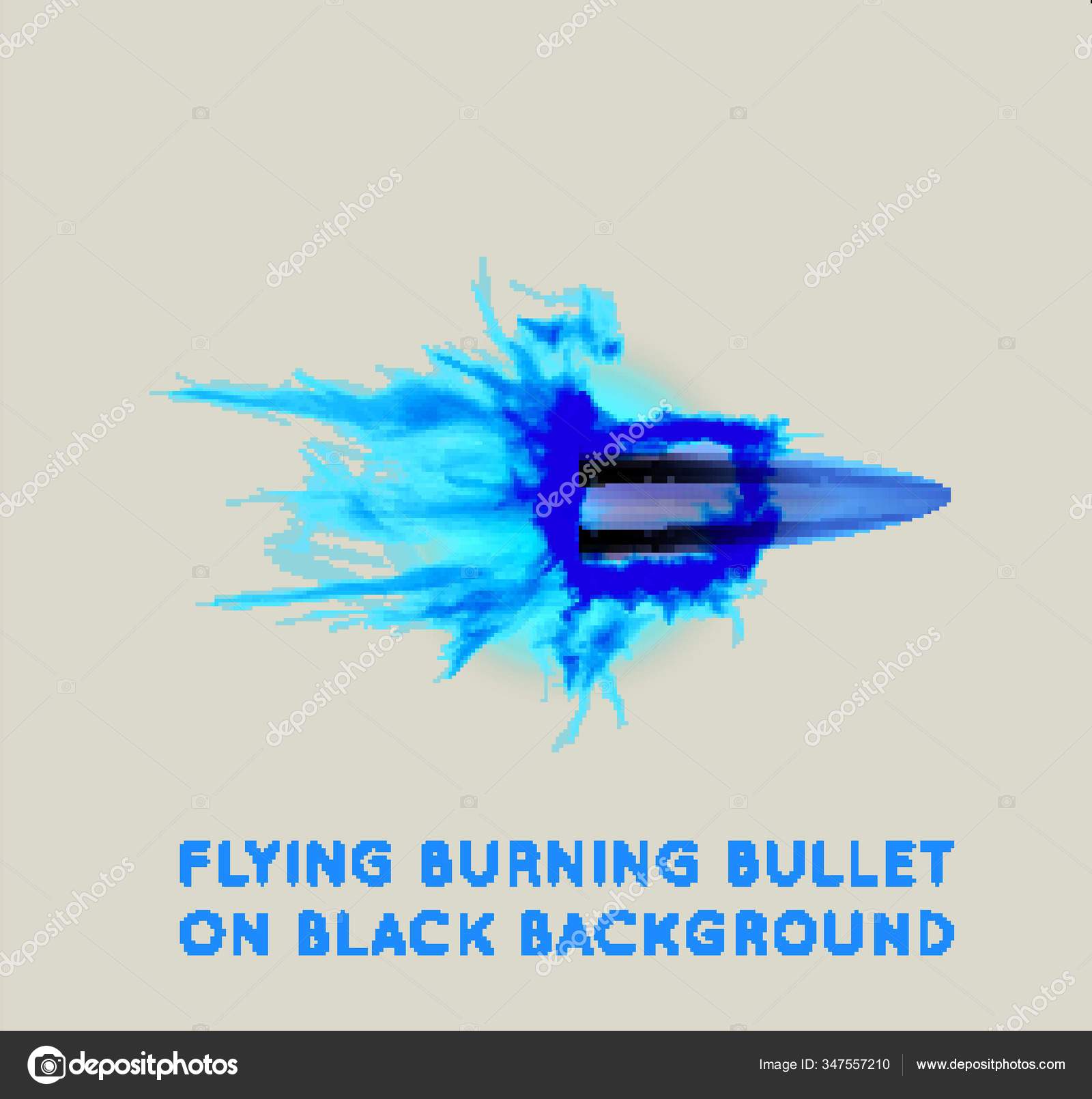 Flying Burning Bullet Illustration Black Background Stock Vector Image ...