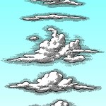 Retro clouds engraving (vector) Stock Vector Image by ©milalala #2152572