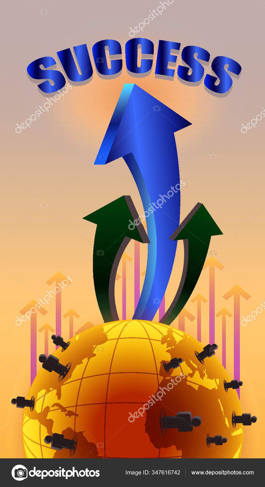 Digital Illustration Earth Arrow Signs Going Success Written Top Stock ...