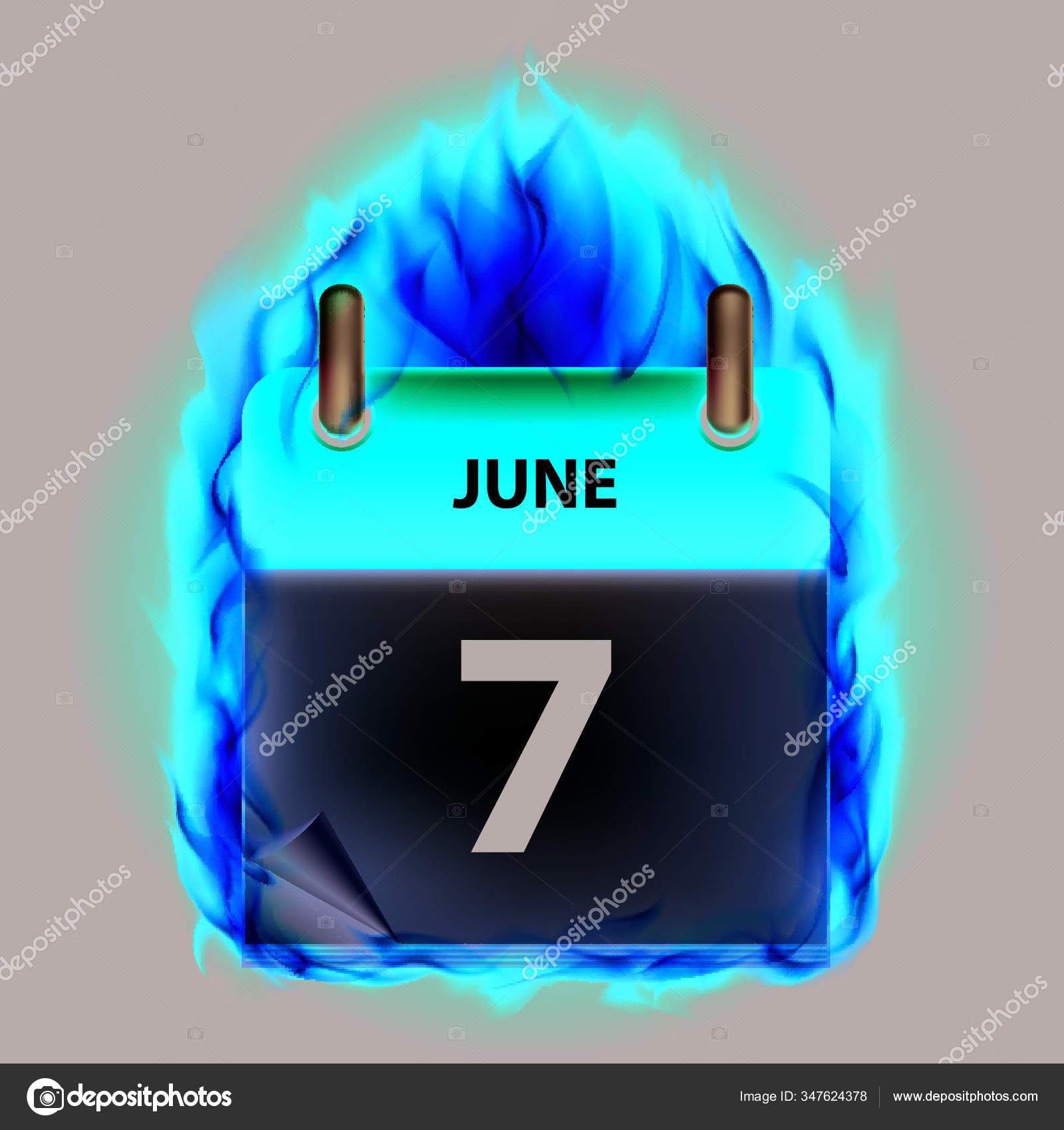 Tanggal Juni Kalender Membakar Ikon Pada Latar Belakang Hitam Vektor ...