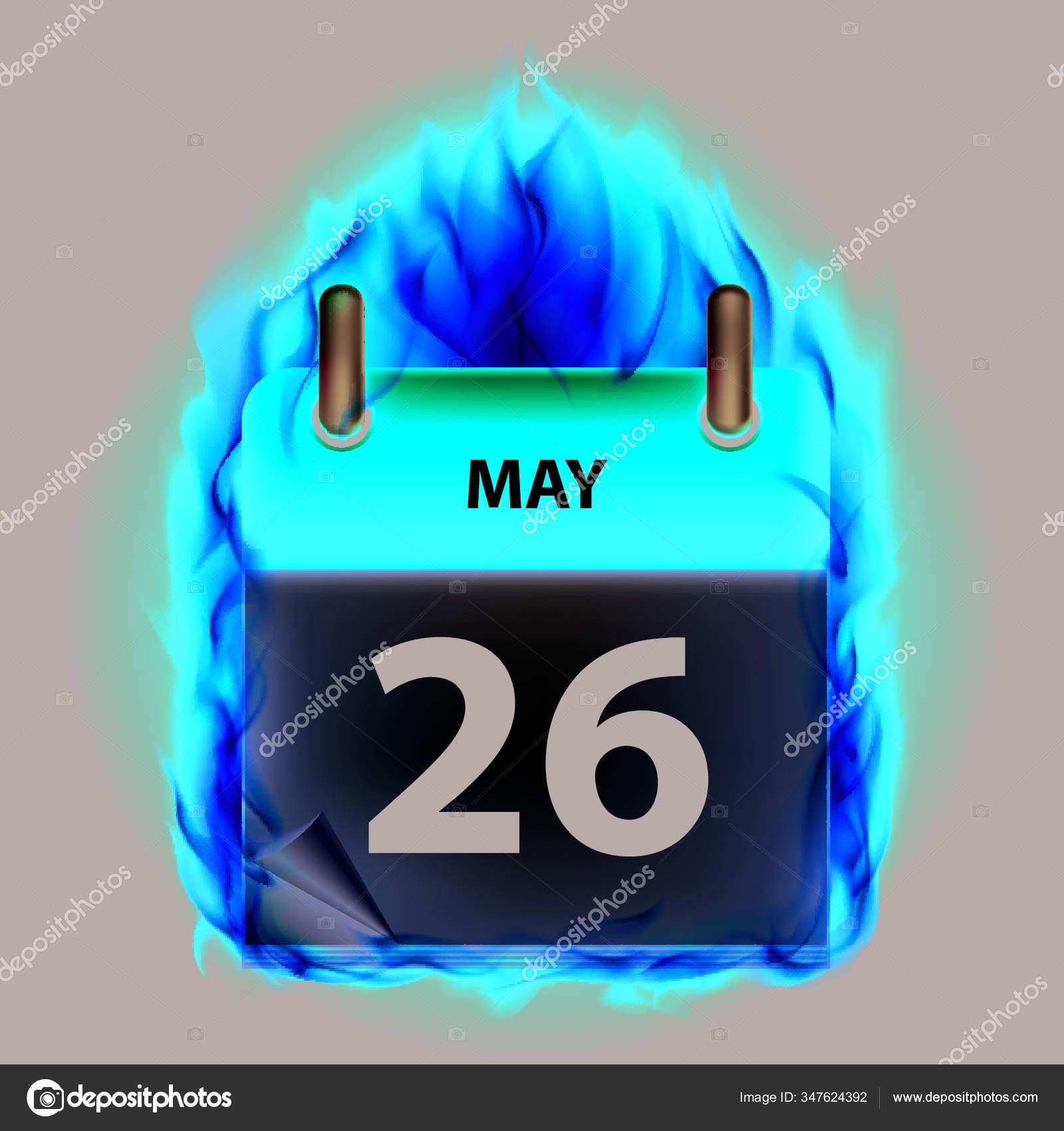 Der Mai Kalender Brennende Ikone Auf Schwarzem Hintergrund Stock ...