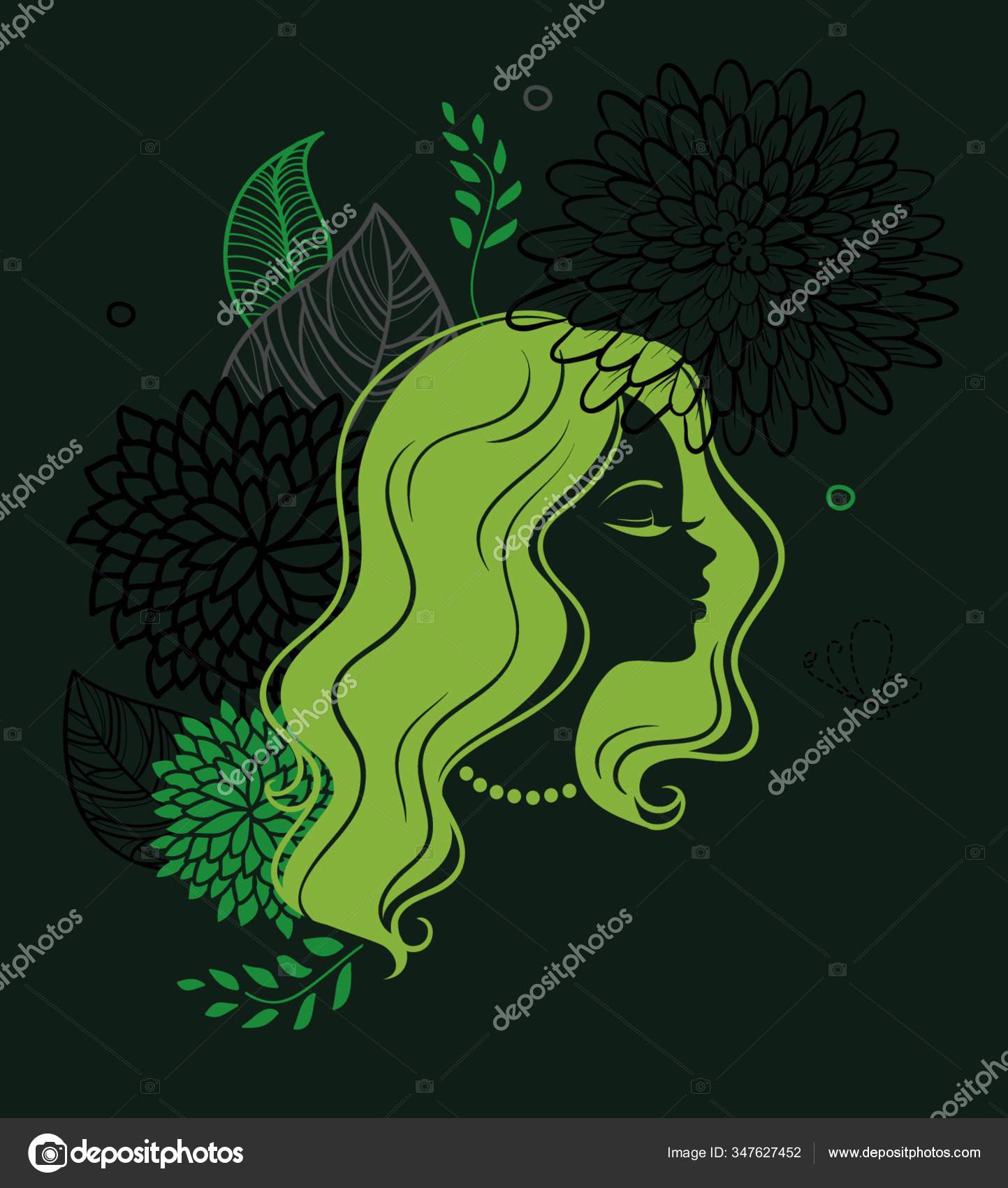 Vector Illustration Beautiful Woman Floral Stock Illustration By