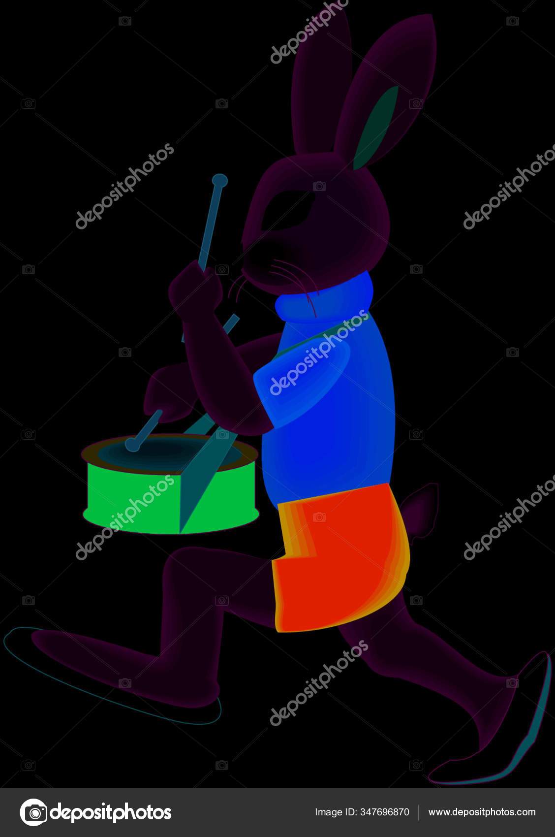 Drummer Bunny Graphic Illustration Stock Vector Image by ©YAYImages ...