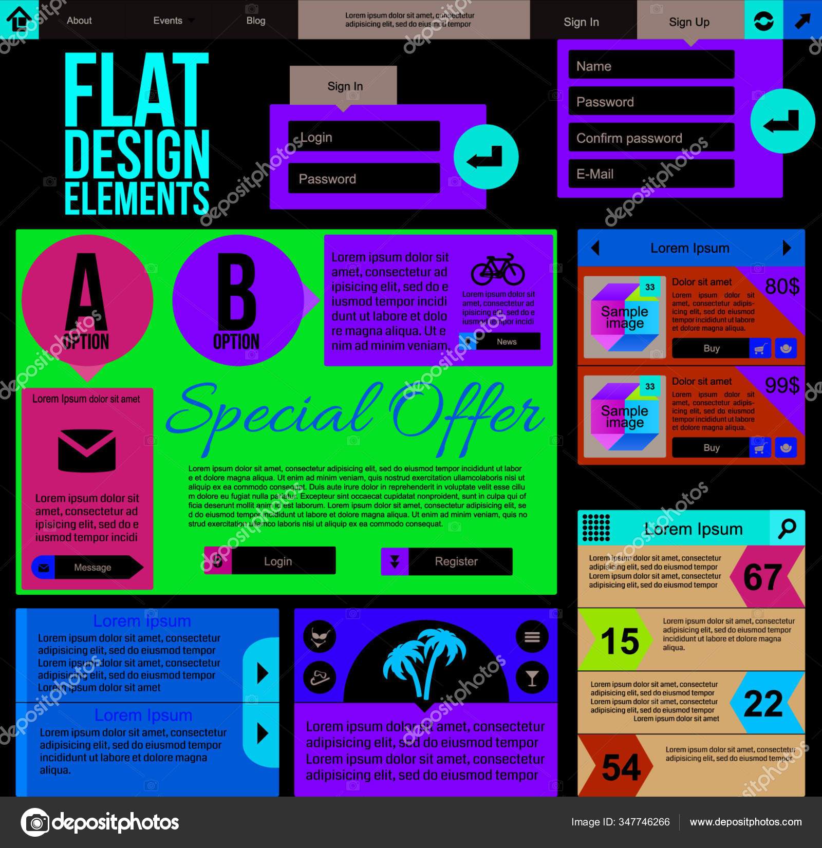 Flat Web Design Elements Templates Website Stock Vector Image by ... Flat Web Design Elements Templates Website Stock Vector Image by ...