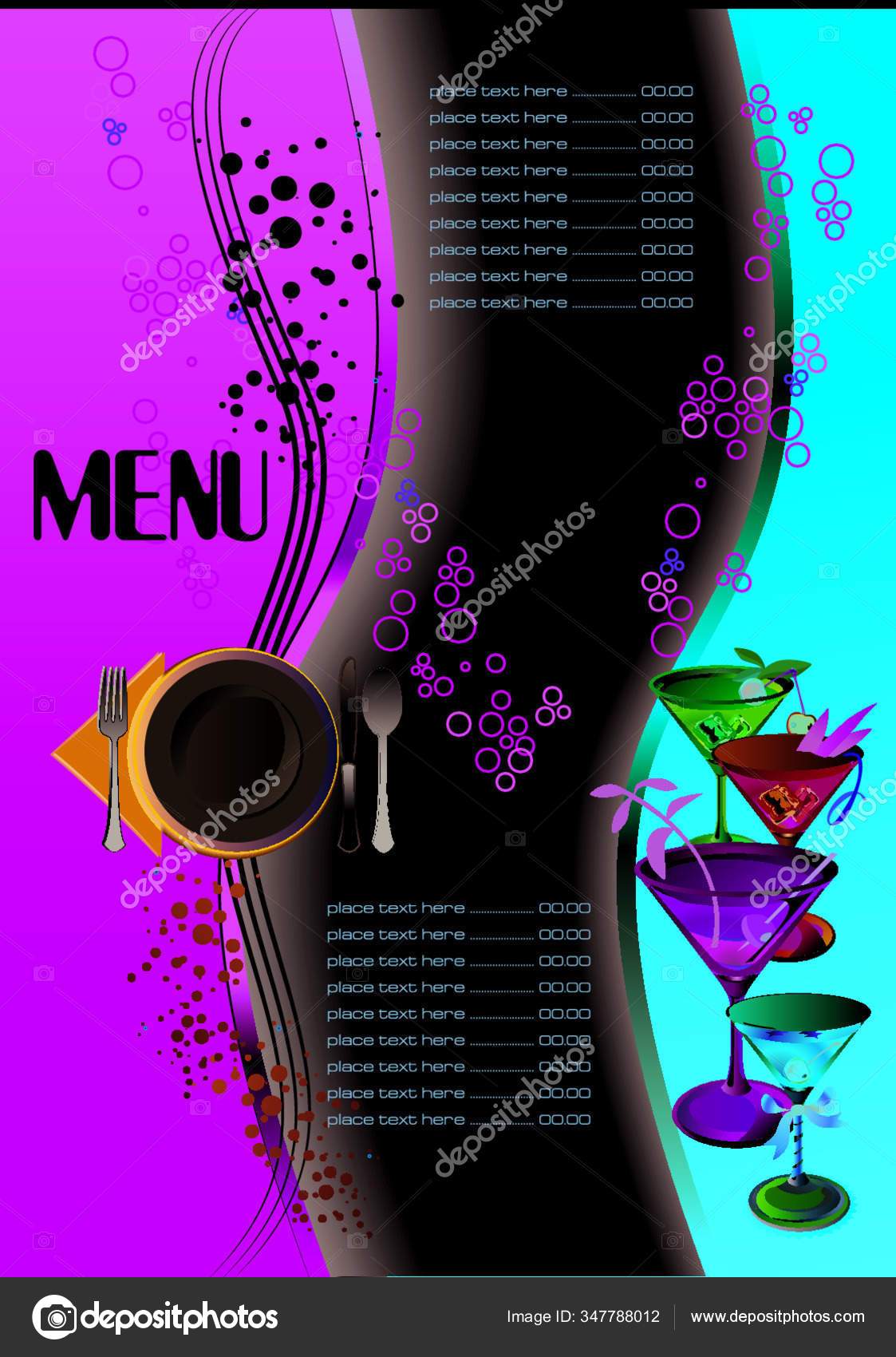 Restaurante Pescado Cafetería Menú Vector de stock #347788012 de ©YAYImages