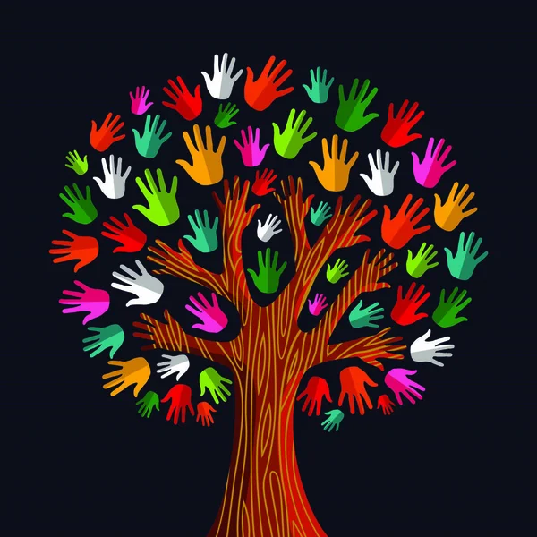 Isolated Diversity Education Concept Tree Hands Illustration Vector ...