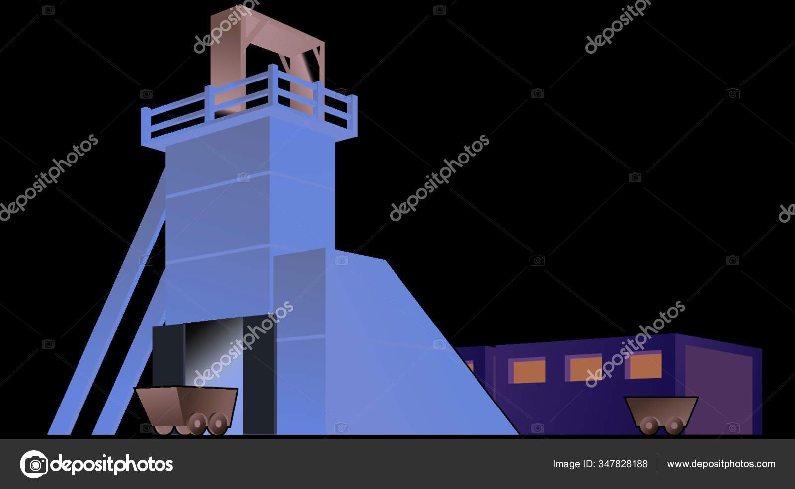 Color Vector Illustration Coal Mine Exterior Stock Vector Image by ...