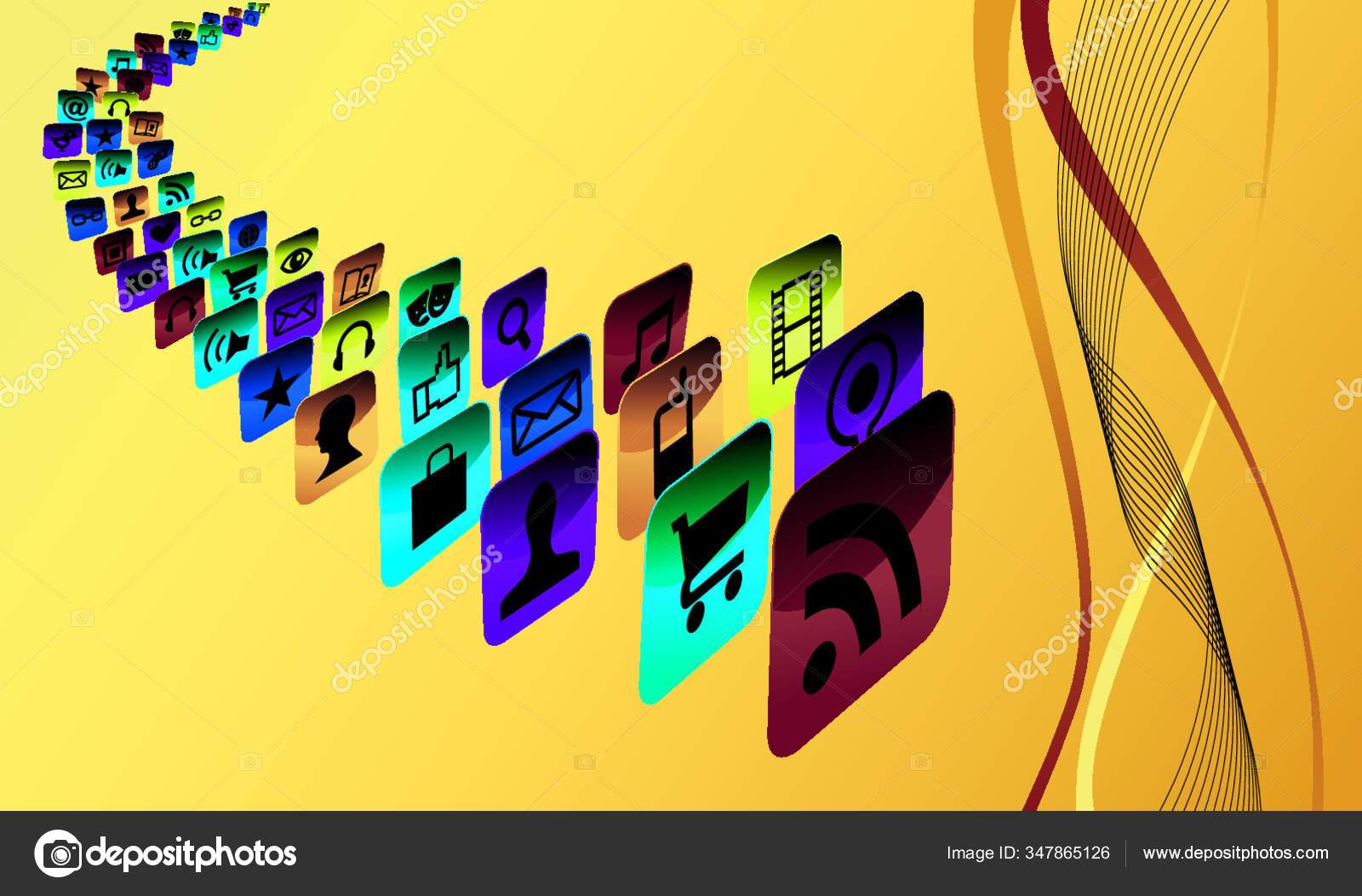 Mobile Application Store Icons Blue Background Vector File Layered Easy ...