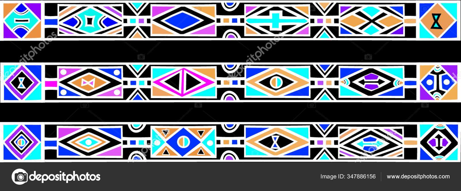 Conjunto Patrones Ndebele Africanos Tradicionales Ilustración Vectorial ...