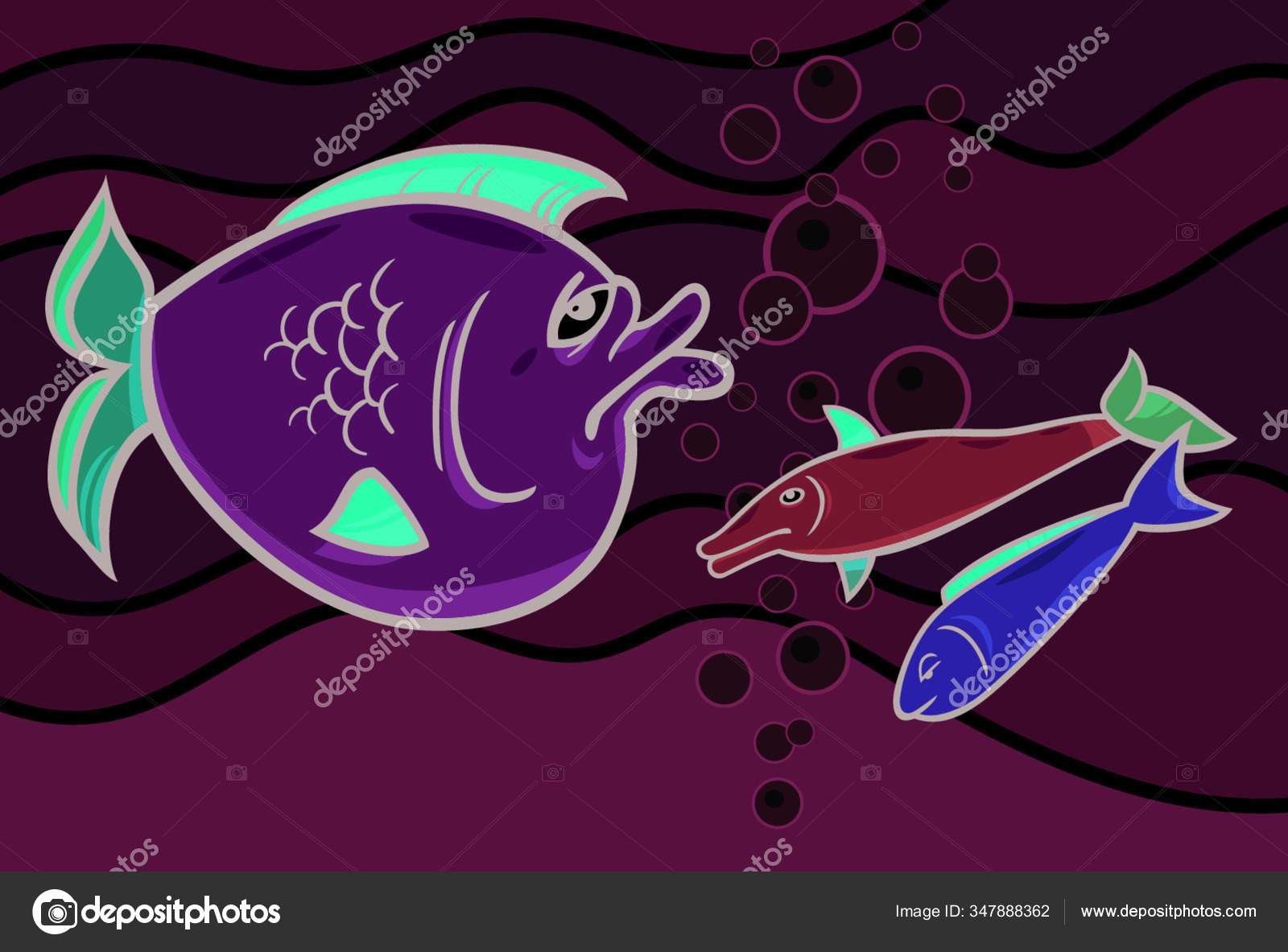 Concept Cartoon Illustration Big Fish Sea Stock Vector Image by ...