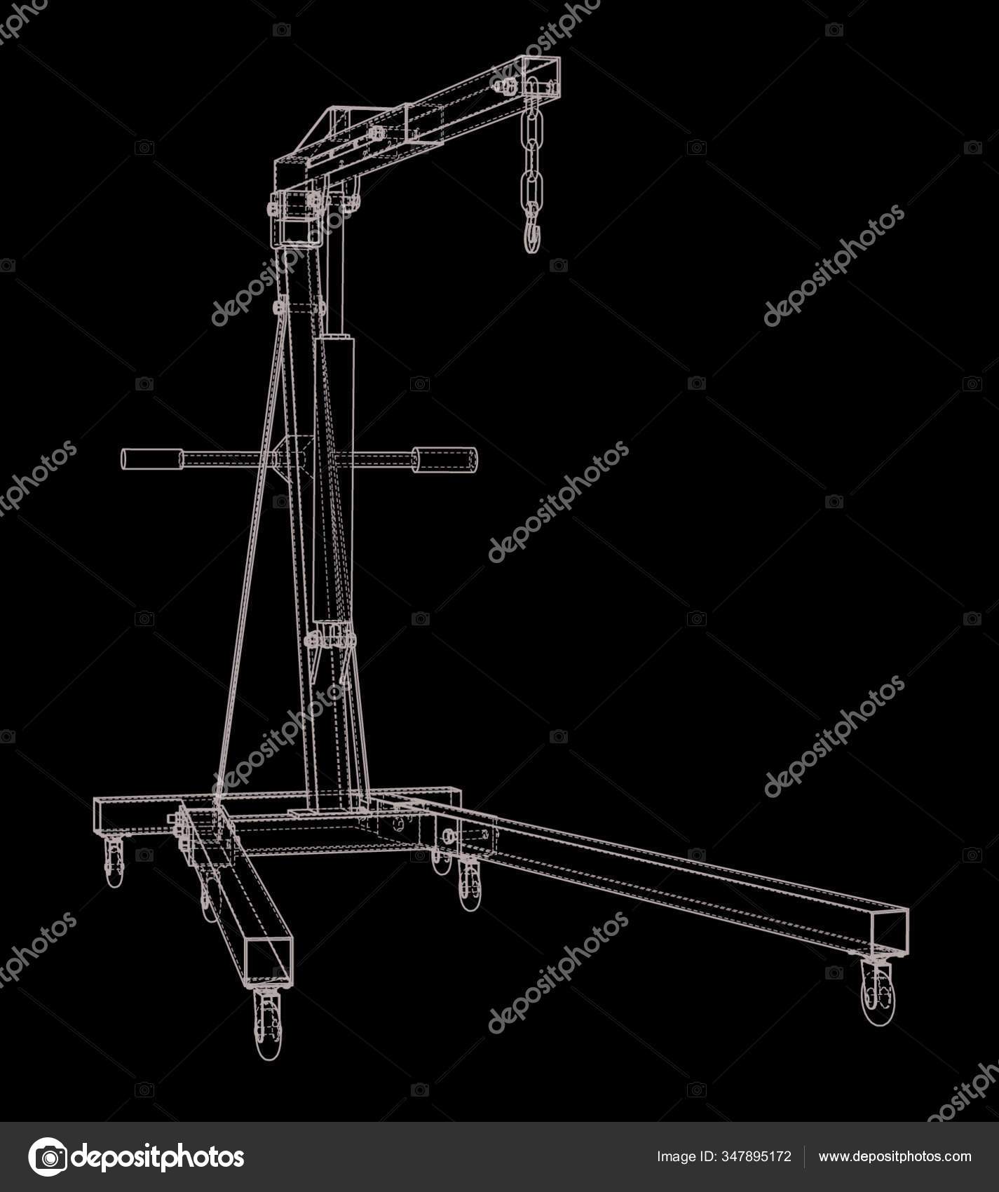 Engine Hoist Outline Vector Rendering Wire Frame Style Layers Visible ...
