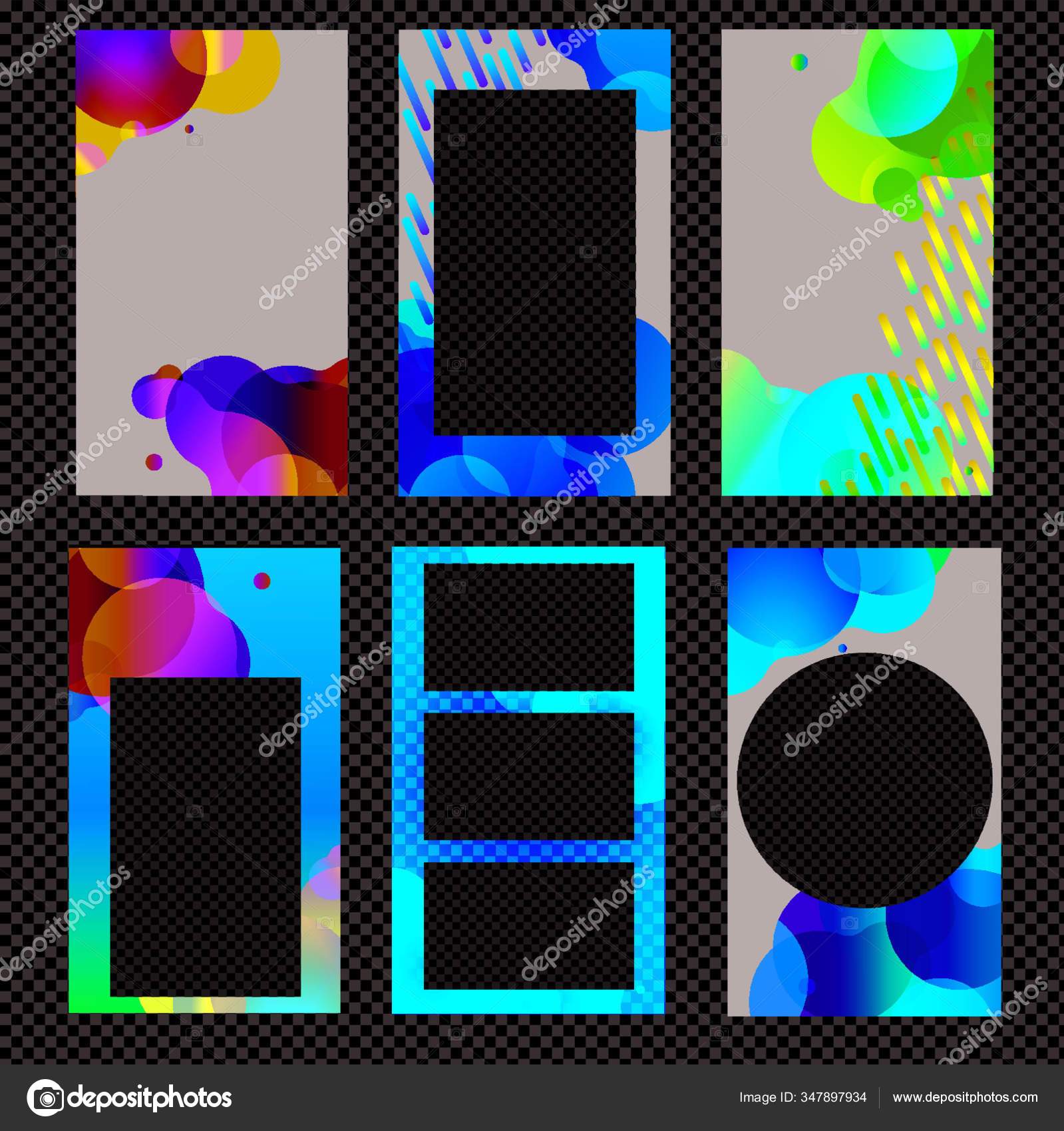 Stories Templates Collection Transparent Background Gradient Mesh ...