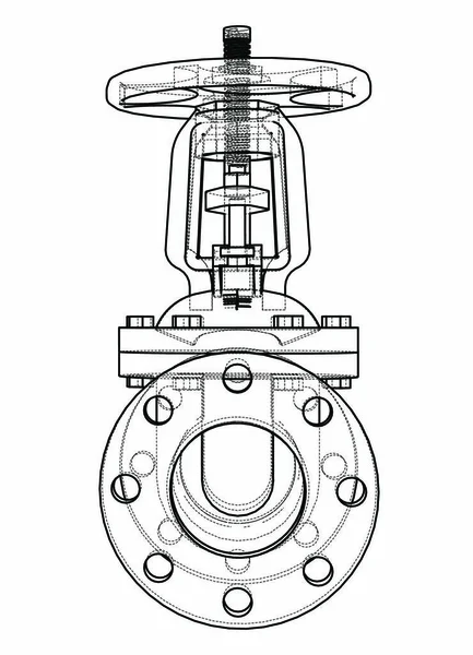 Industrial Pipeline Gate Valve Concept Vector Rendering Wire Frame ...
