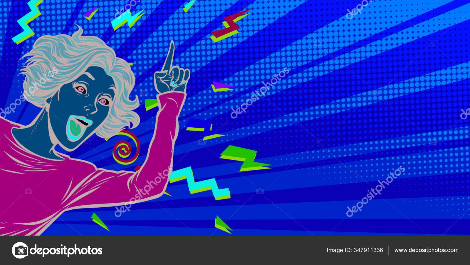 Woman Pointing Finger Pop Art Retro Vector Illustration Vintage Kitsch Stock Vector Image by ...