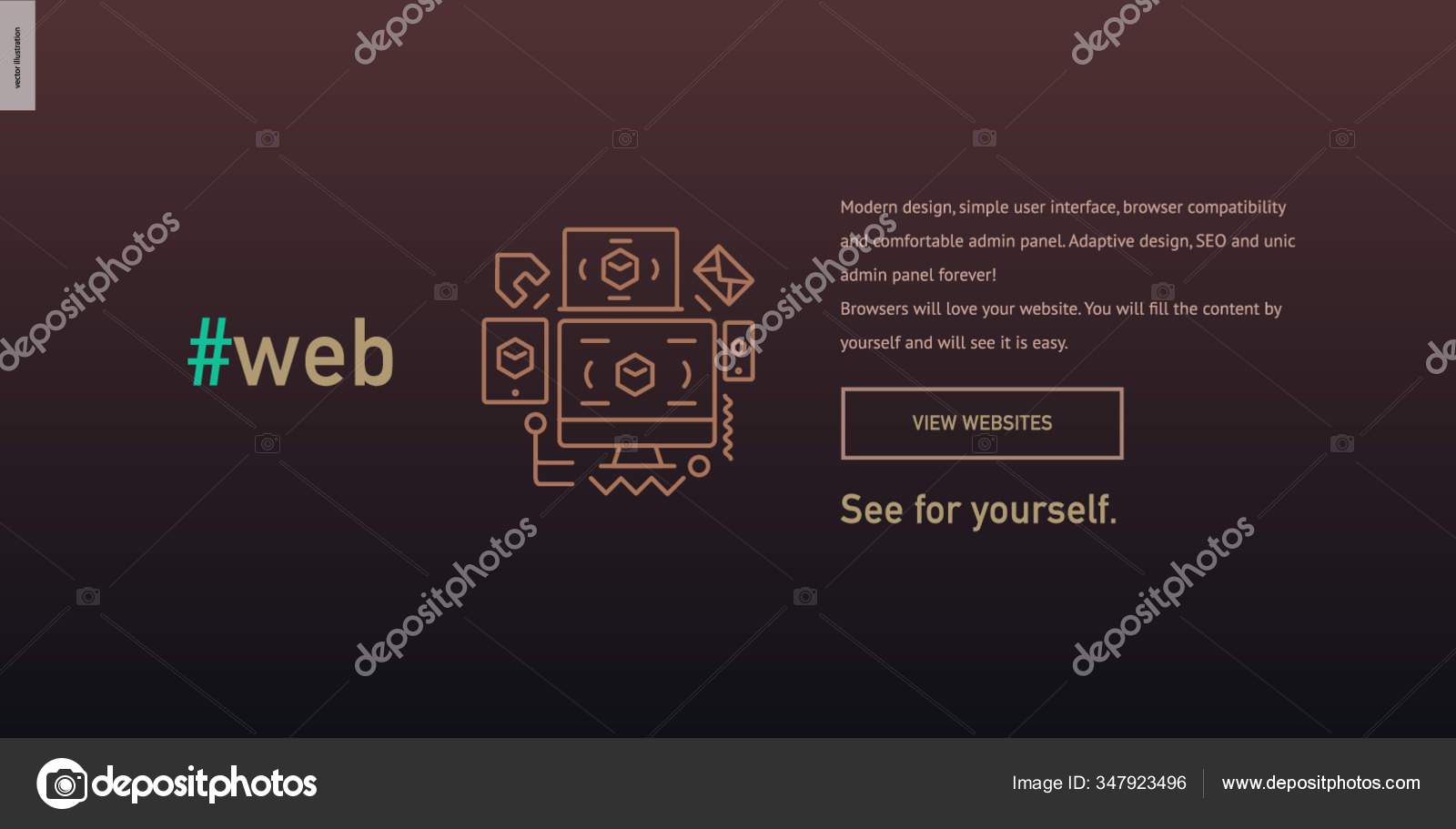 Web Design Block Website Template Contemporary Flat Vector Icon Web ...