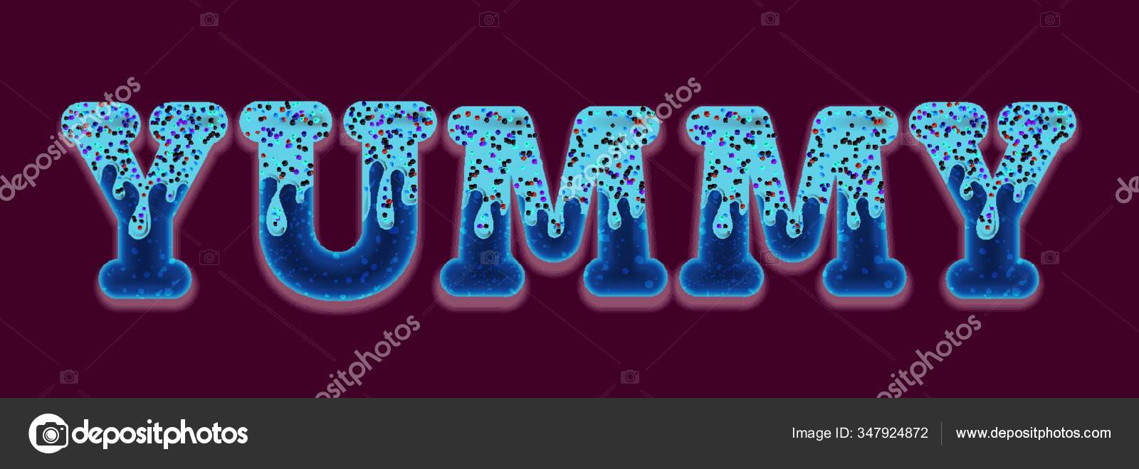 Tempting Typography Icing Text Word Yammy Glazed Chocolate Candy Donut ...