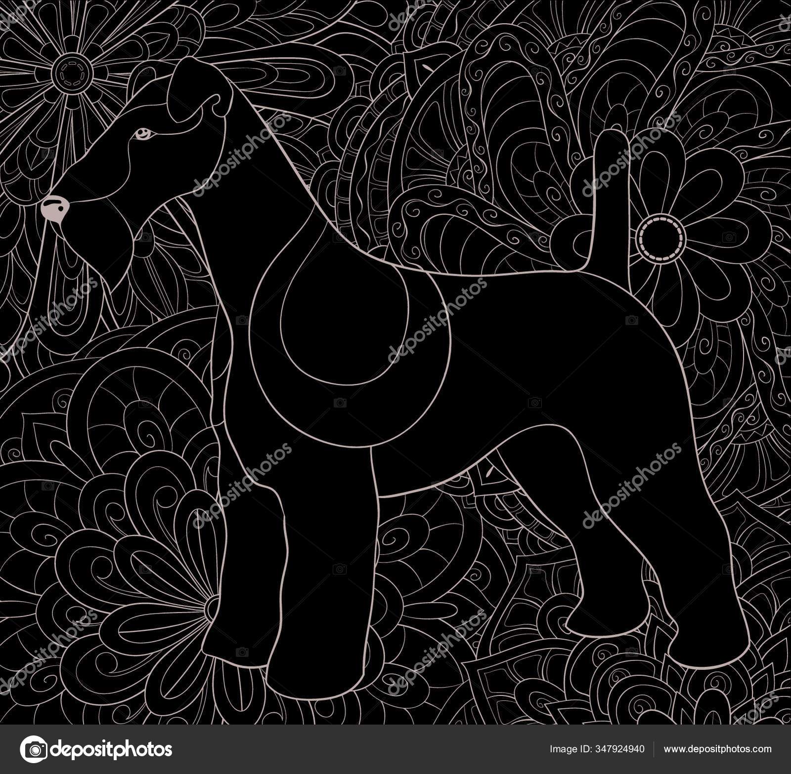 Cute Dog Abstract Background Ornaments Image Relaxing Activity Coloring ...