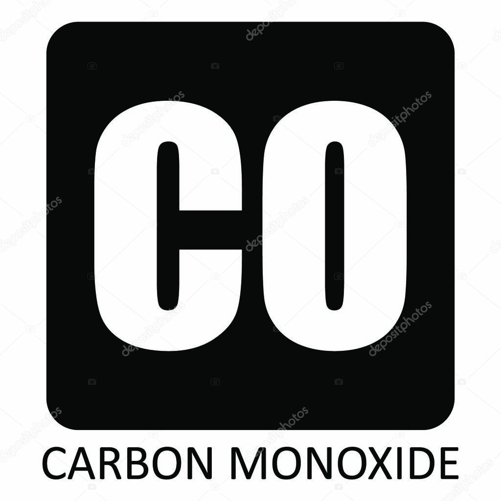La ilustración del símbolo del monóxido de carbono blanco sobre fondo ...