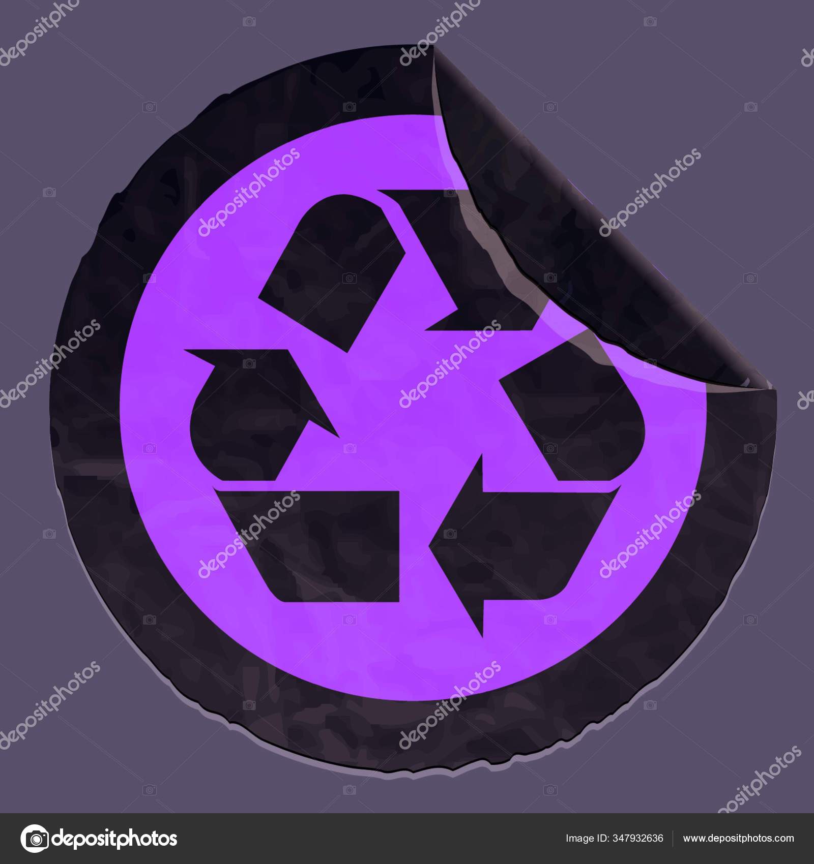 Waste Recycling Sign Realistic Paper Sticker Curved Edge Stock Vector ...