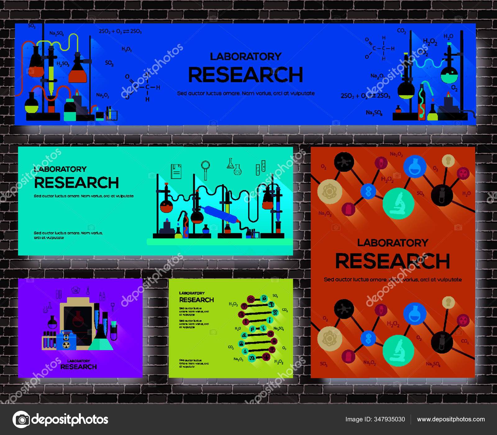 Science Information Cards Set Laboratory Template Flyer Magazines ...