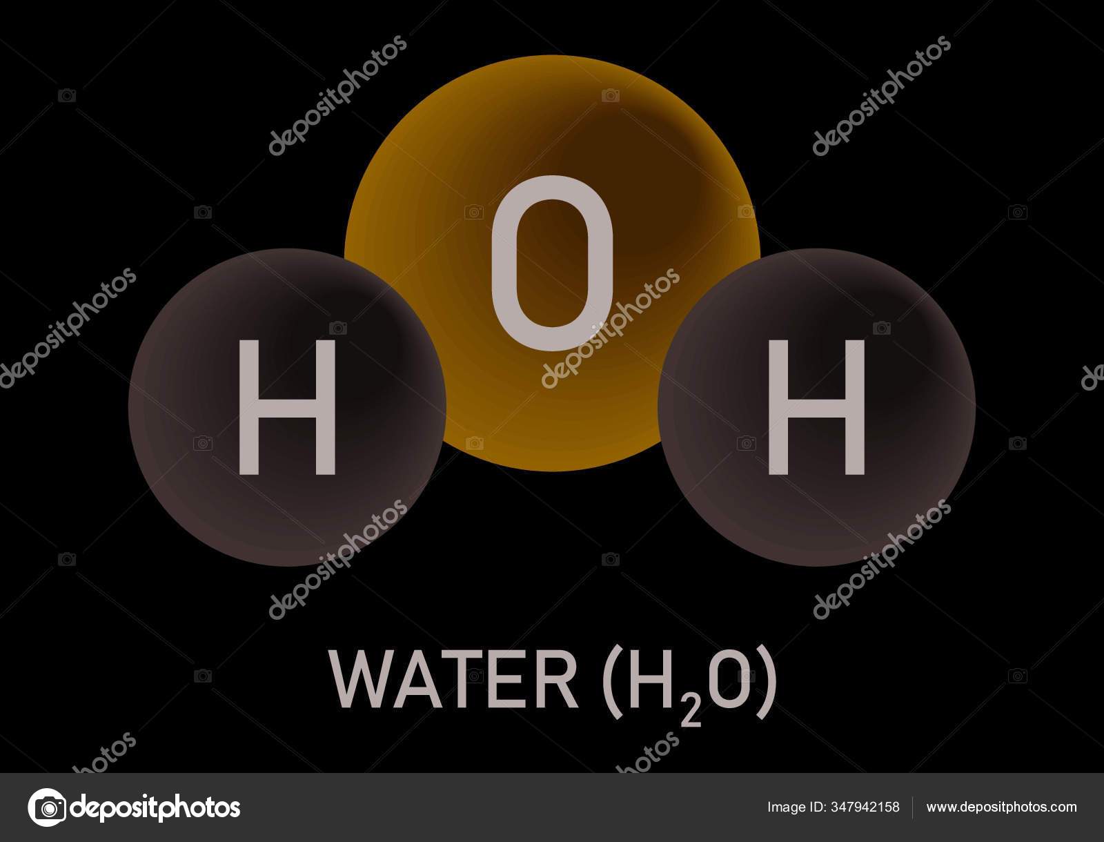 H2O Illustration Water Molecule Model White Background Stock Vector by ...