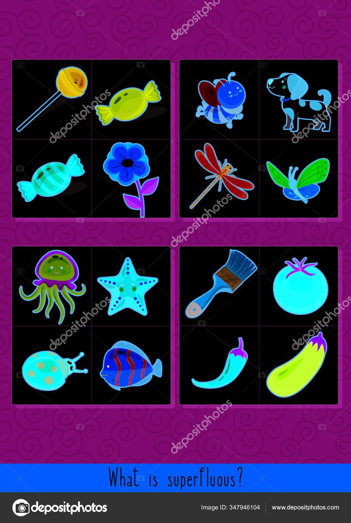 Educational Children Game Vector Logic Game Kids What Superfluous Stock ...