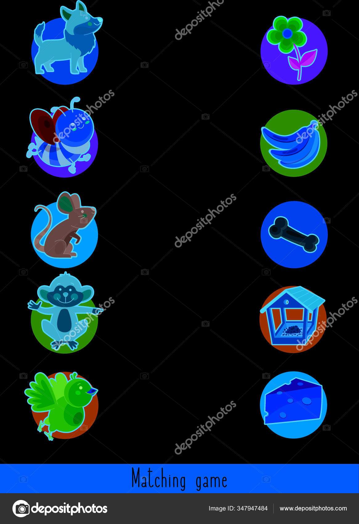 Educational Children Game Vector Matching Game Kids Logic Activity ...