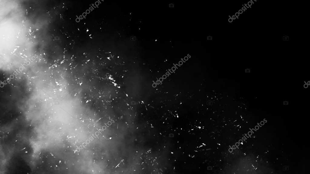 Humo con partículas de brasas superpuestas. Efecto de quemadura sobre ...