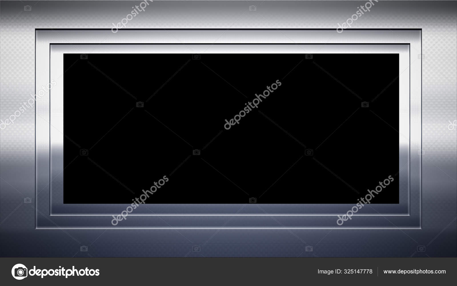 Silver metal frame. Square border for your web design element. Abstract ...