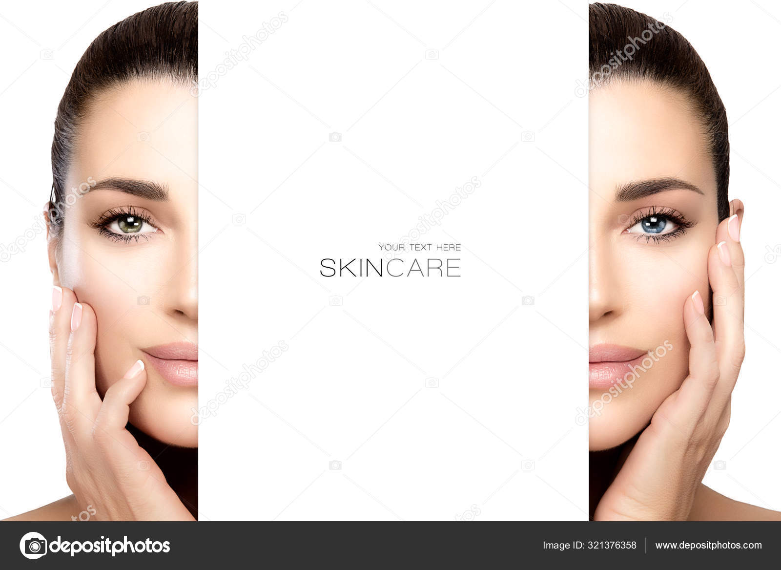 Skincare concept with female face split in half Stock Photo by ©casther ...