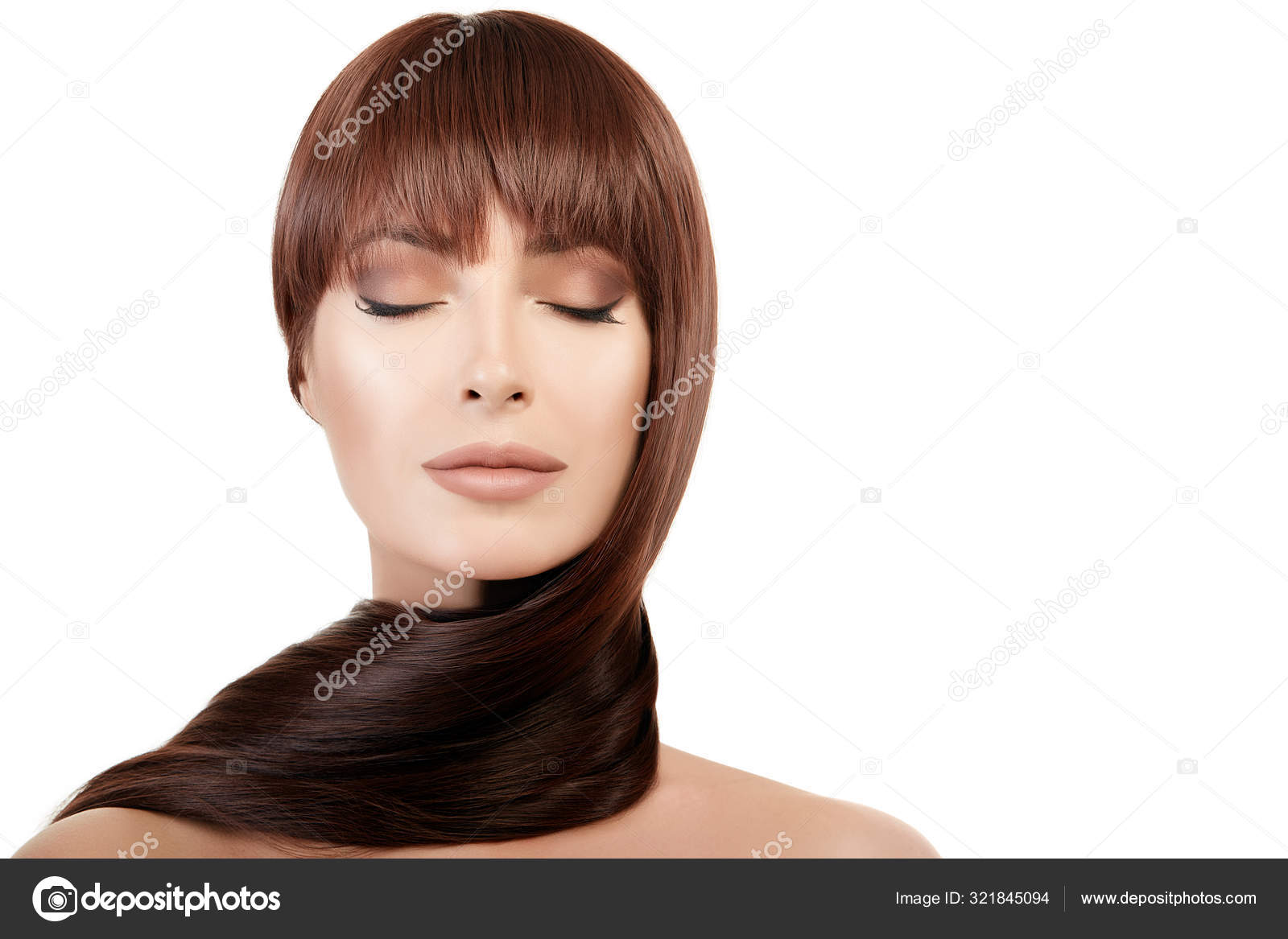 Beautiful woman with Bright makeup and long shiny hair — Stock Photo ...