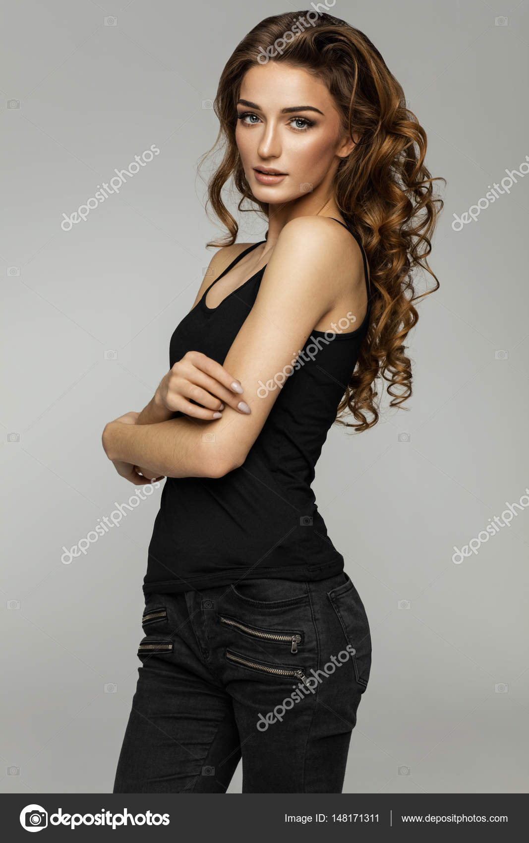 Fashion portrait of beautiful female model Stock Photo by ©kiuikson ...