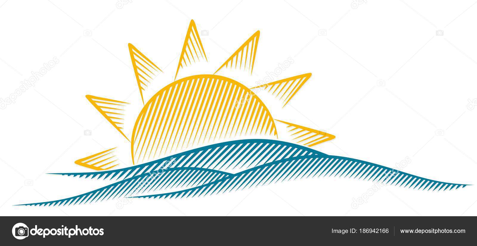 Dawn Sun Blue Wave — Stock Vector © Designer_an #186942166