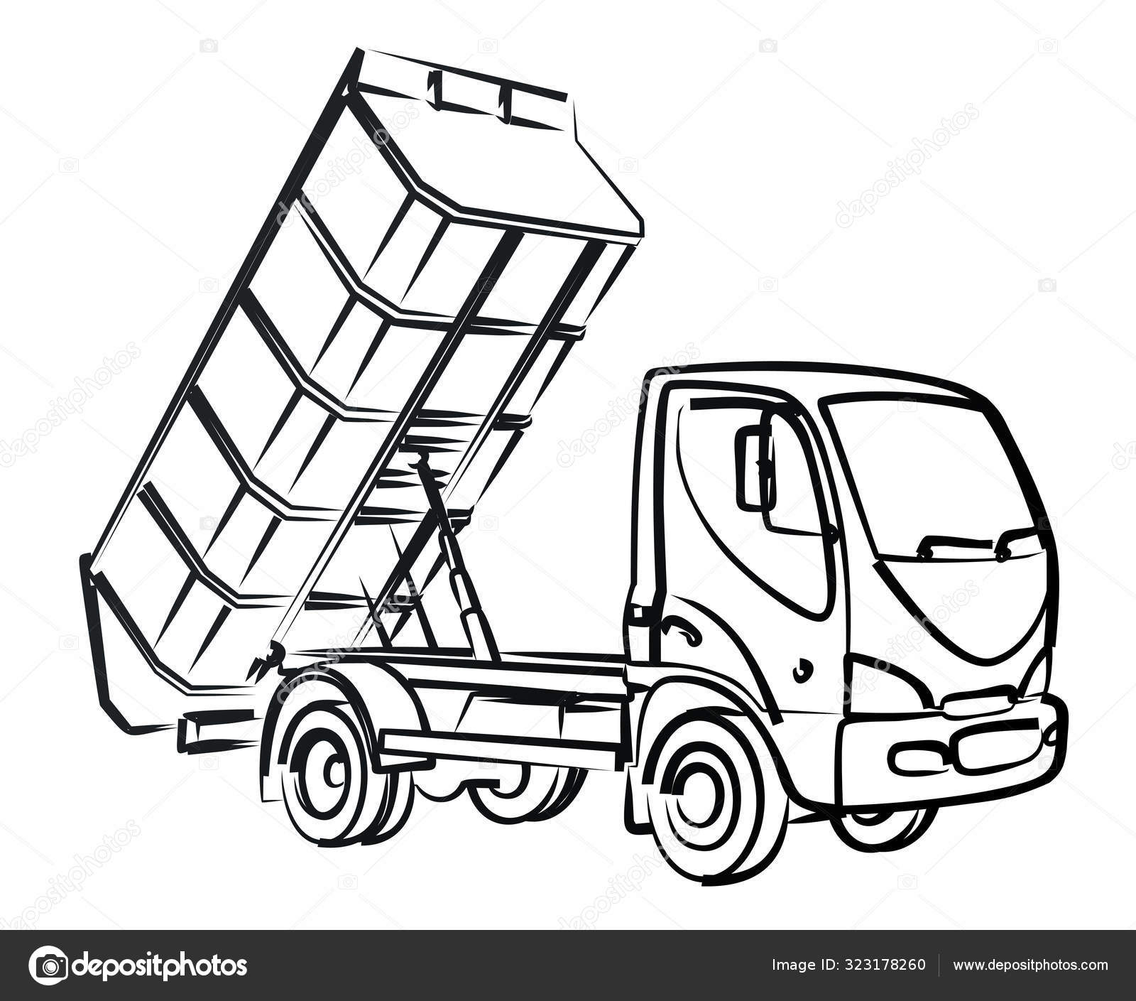 Sketsa Truk Dump Mini Vektor Stok oleh ©Designer_an 323178260