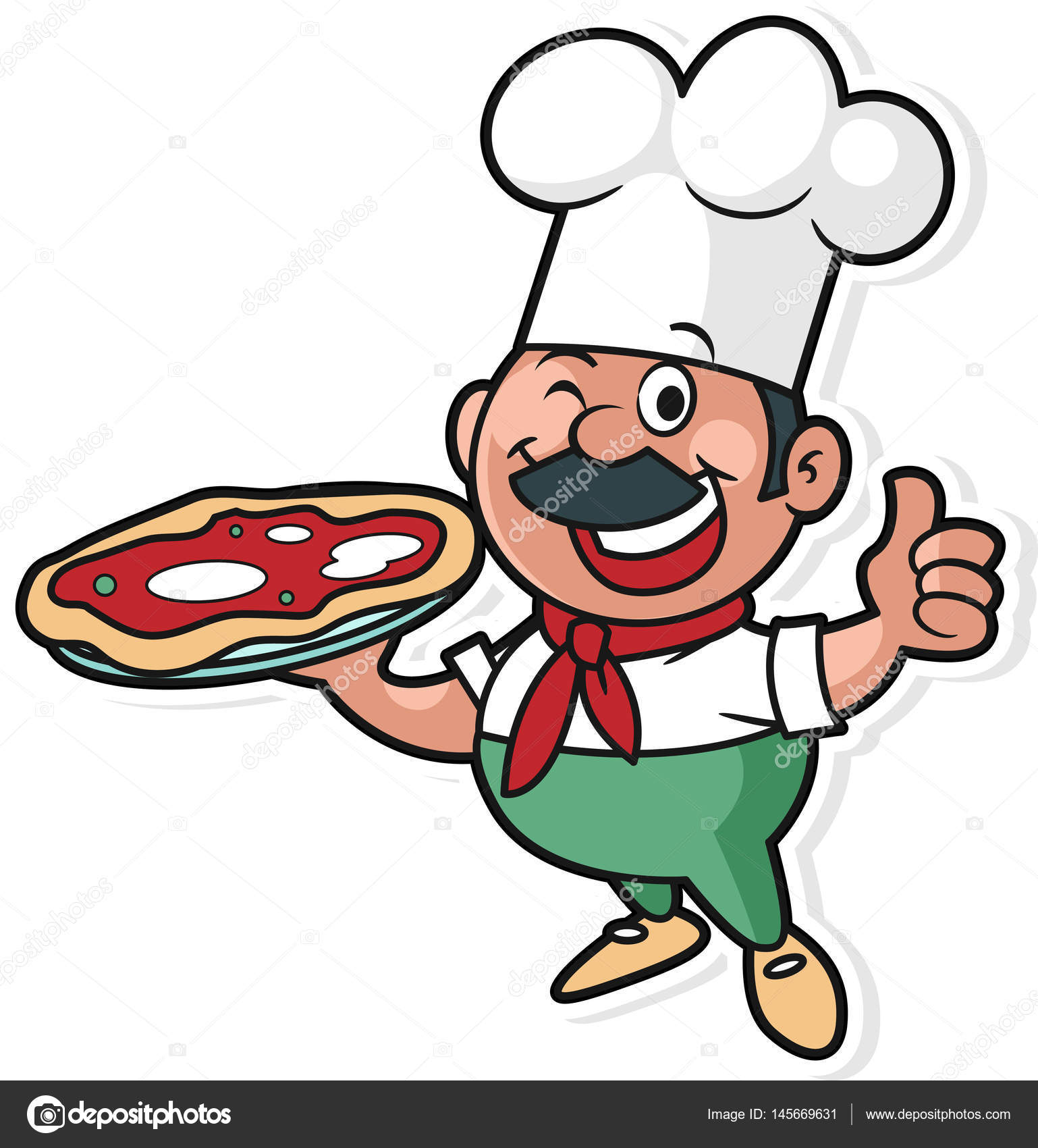 Desenho Animado De Chef Italiano Gordo 830+ Chef Segurando Uma Pizza