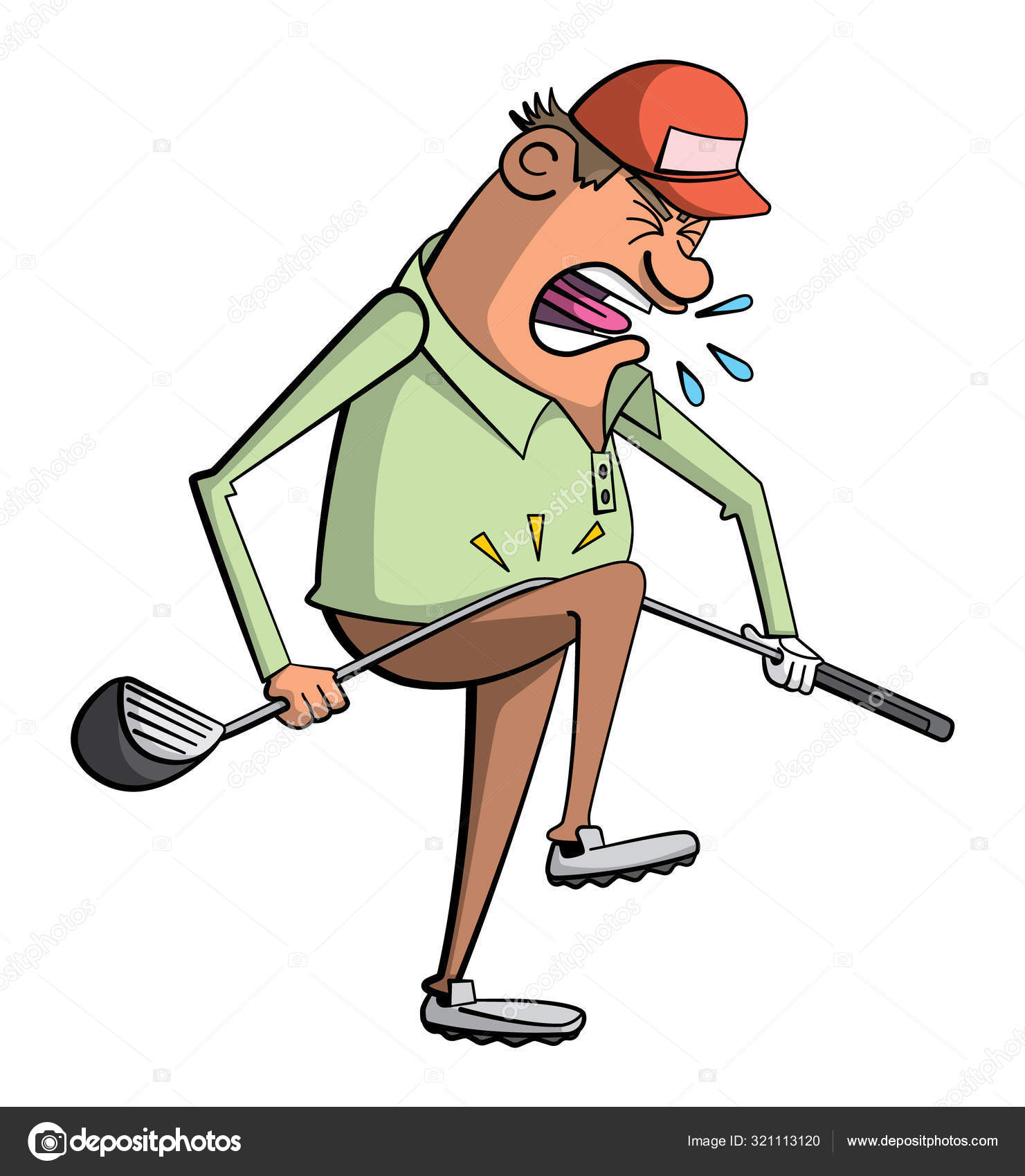 Cartoon Style Vector Illustration Frustrated Caucasian Male Golfer ...